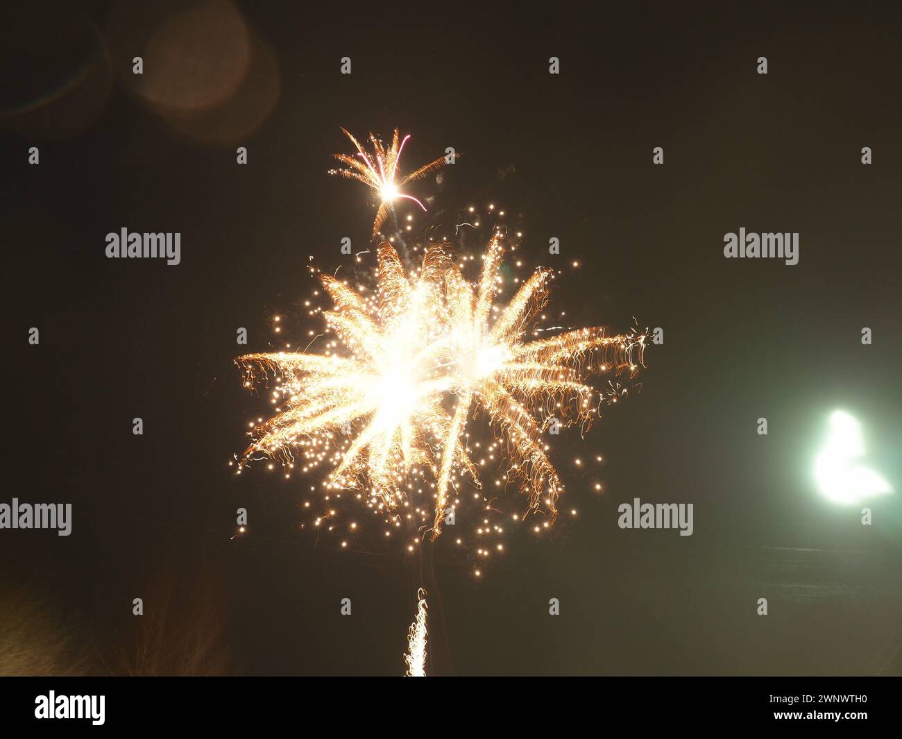fireworks in the night sky. Colorful flashes of fire on a black ...