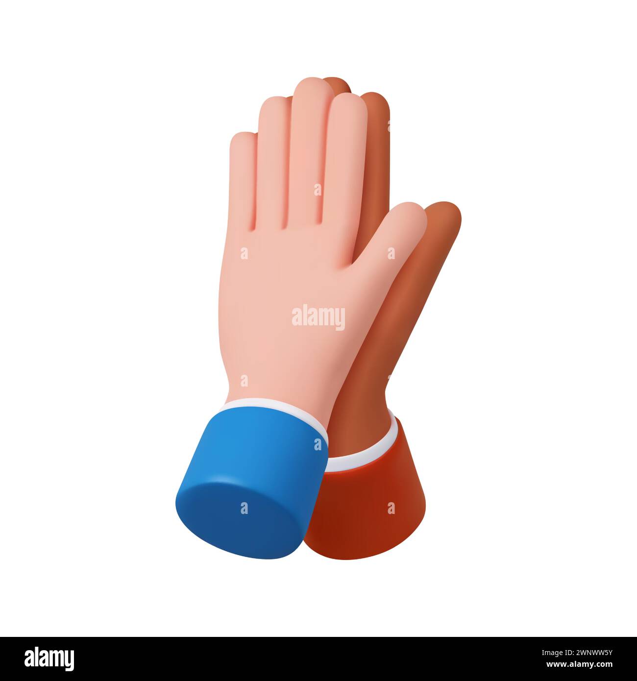 3d Cartoon character hands prayer gesture. Hope concept. 3d rendering ...