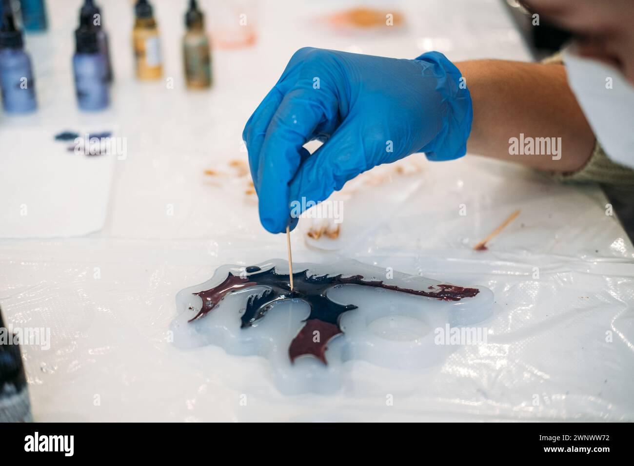 Epoxy Resin Crafting Process in Art studio Stock Photo - Alamy