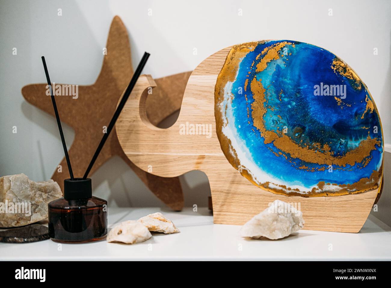 Epoxy Resin Art on Wooden Elephant Sculpture Stock Photo - Alamy