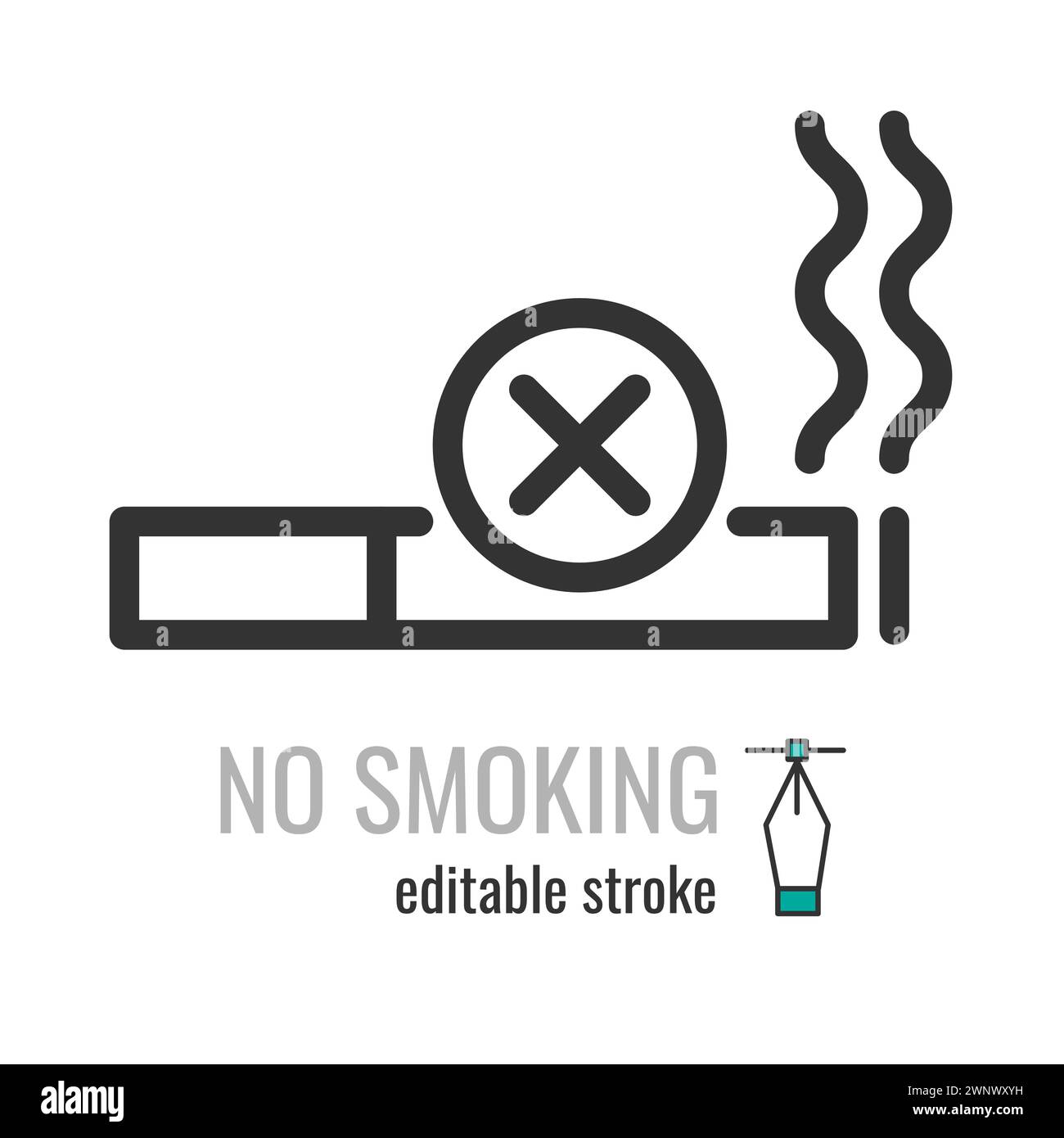 No smoking line icon. Ban Zone Smoke symbol. non smoking pictogram. Do ...