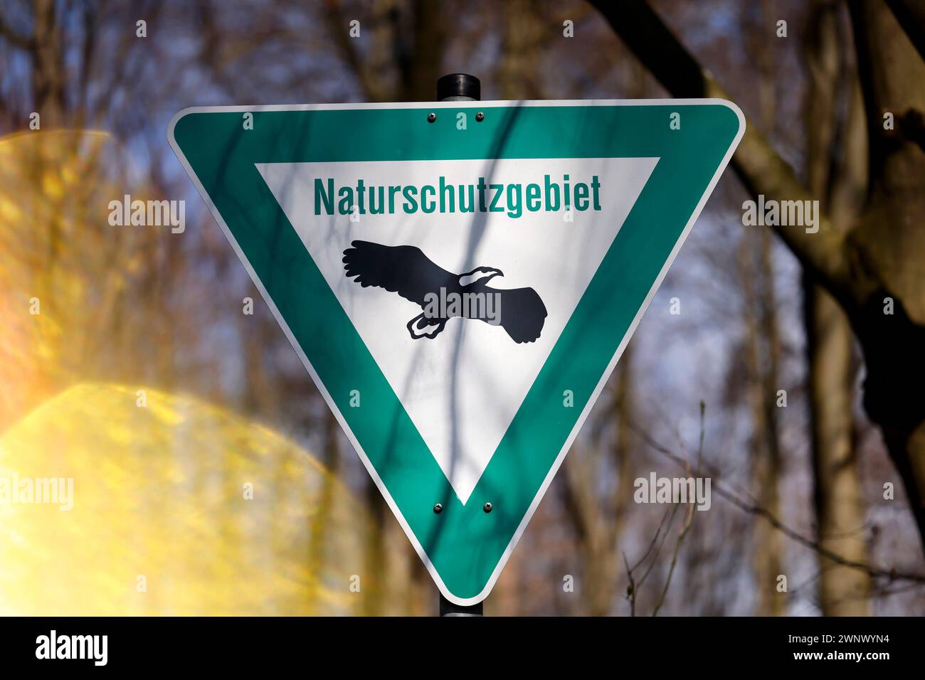 Ein Hinweisschild Naturschutzgebiet im Königsdorfer Forst. Themenbild ...