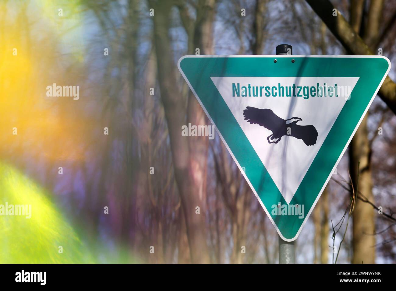 Ein Hinweisschild Naturschutzgebiet im Königsdorfer Forst. Themenbild ...