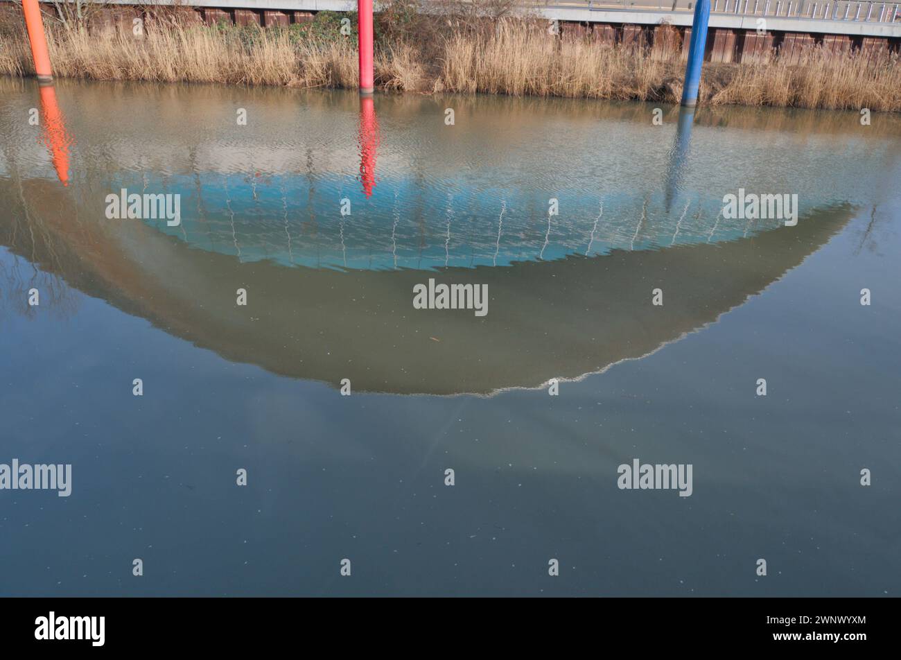 Reflection of London Aquatics the surface of water, Stratford Stock ...