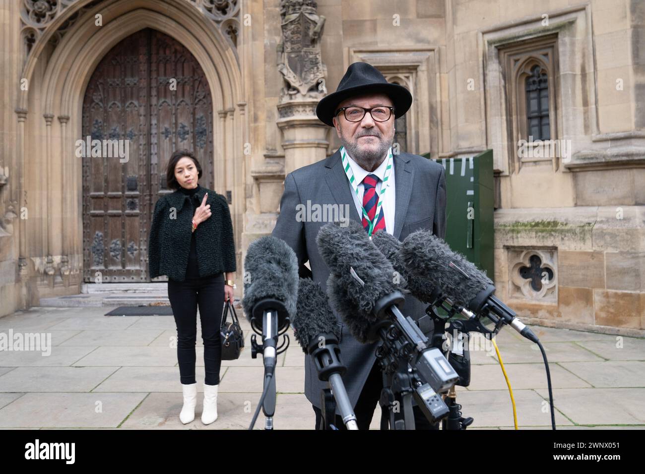 Newly elected MP for Rochdale, George Galloway, with his wife Putri ...