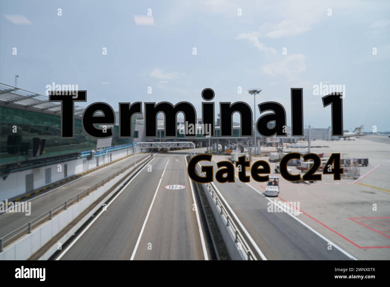 SINGAPORE - NOVEMBER 04, 2023: close up shot of Terminal 1 sign as seen ...