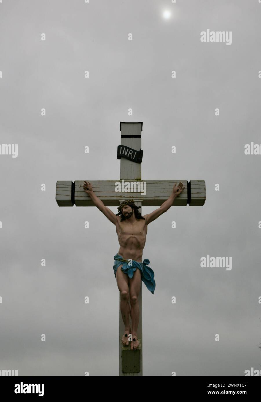 A view of the crucifixion at the roadside, Normandy, France, Europe ...