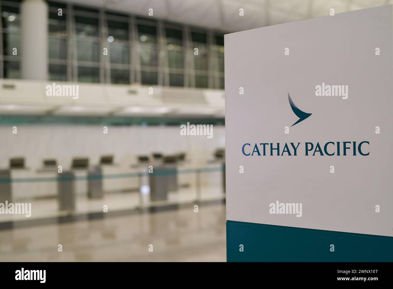 HONG KONG, CHINA - DECEMBER 08, 2023: Cathay Pacific sign as seen at ...