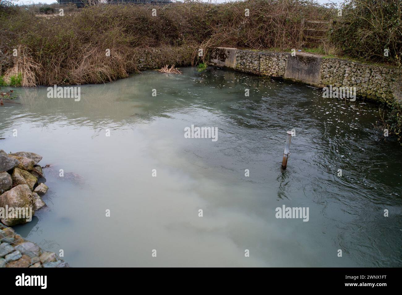 Slough, UK. 4th March, 2024. Thames Water are discharging sewage from ...