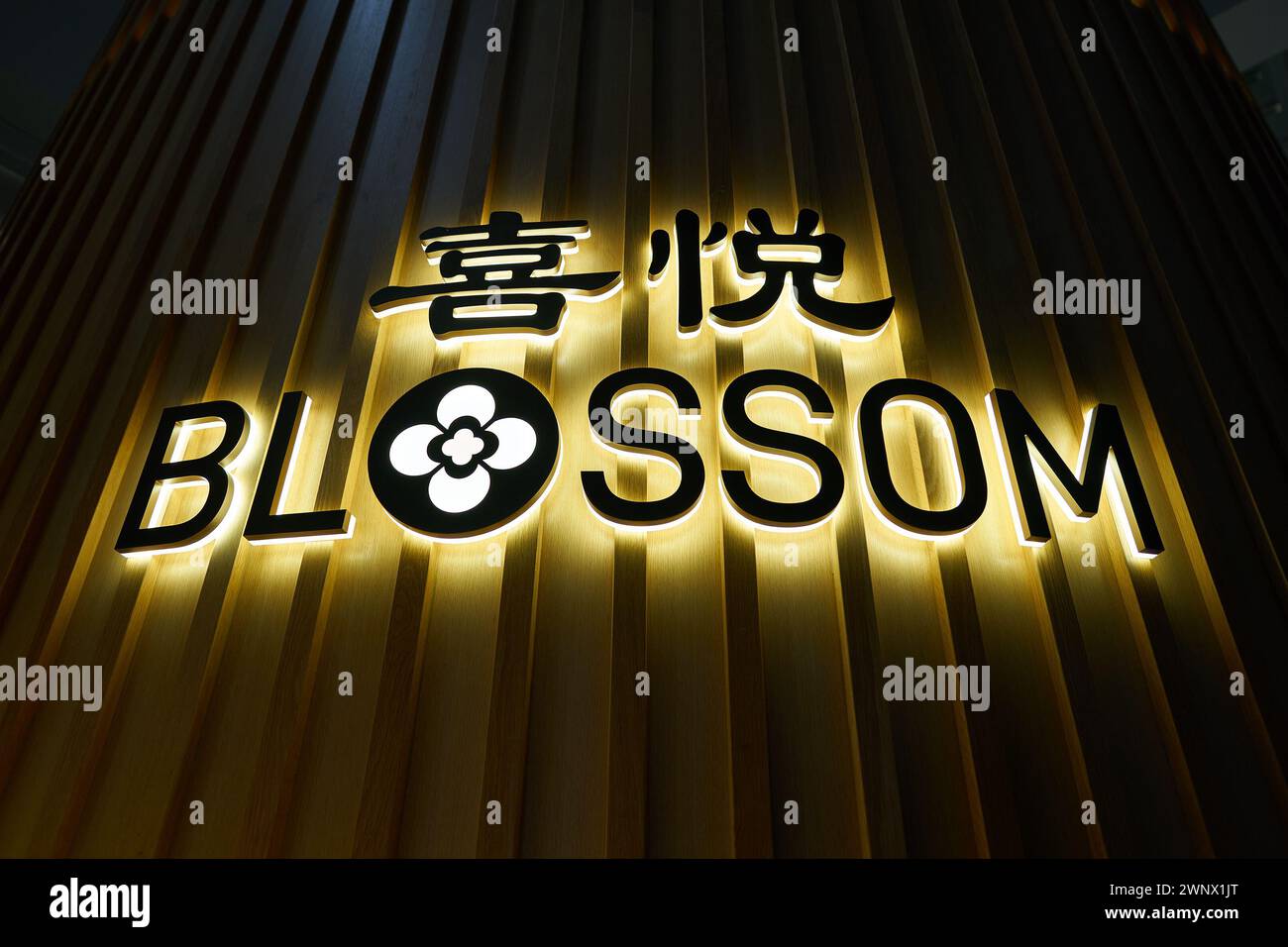 SINGAPORE - NOVEMBER 05, 2023: close up shot of Blossom sign as seen ...