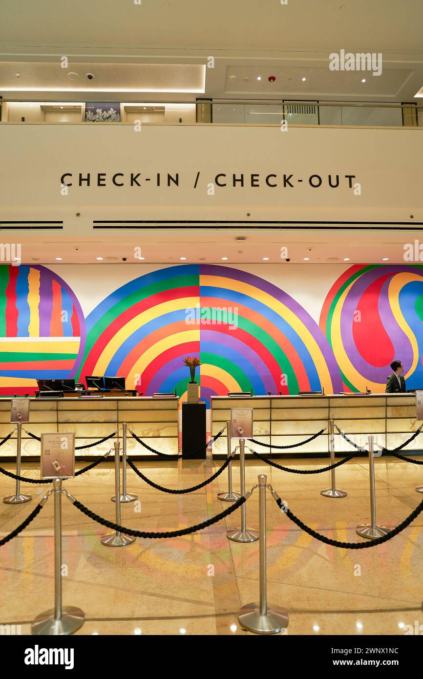 SINGAPORE - NOVEMBER 05, 2023: front desk area inside Marina Bay Sands ...