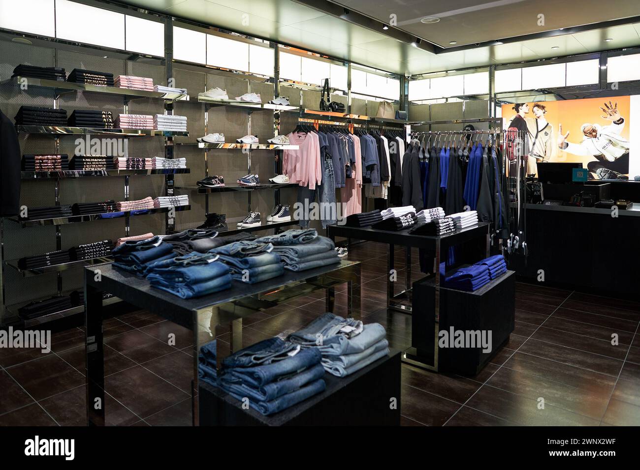 SINGAPORE - NOVEMBER 06, 2023: interior shot of Armani Exchange inside ...