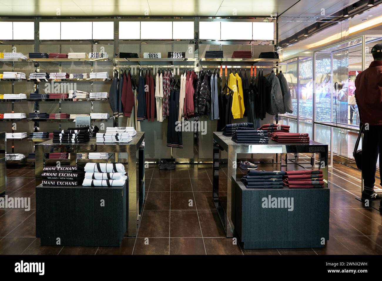 SINGAPORE - NOVEMBER 06, 2023: interior shot of Armani Exchange inside ...