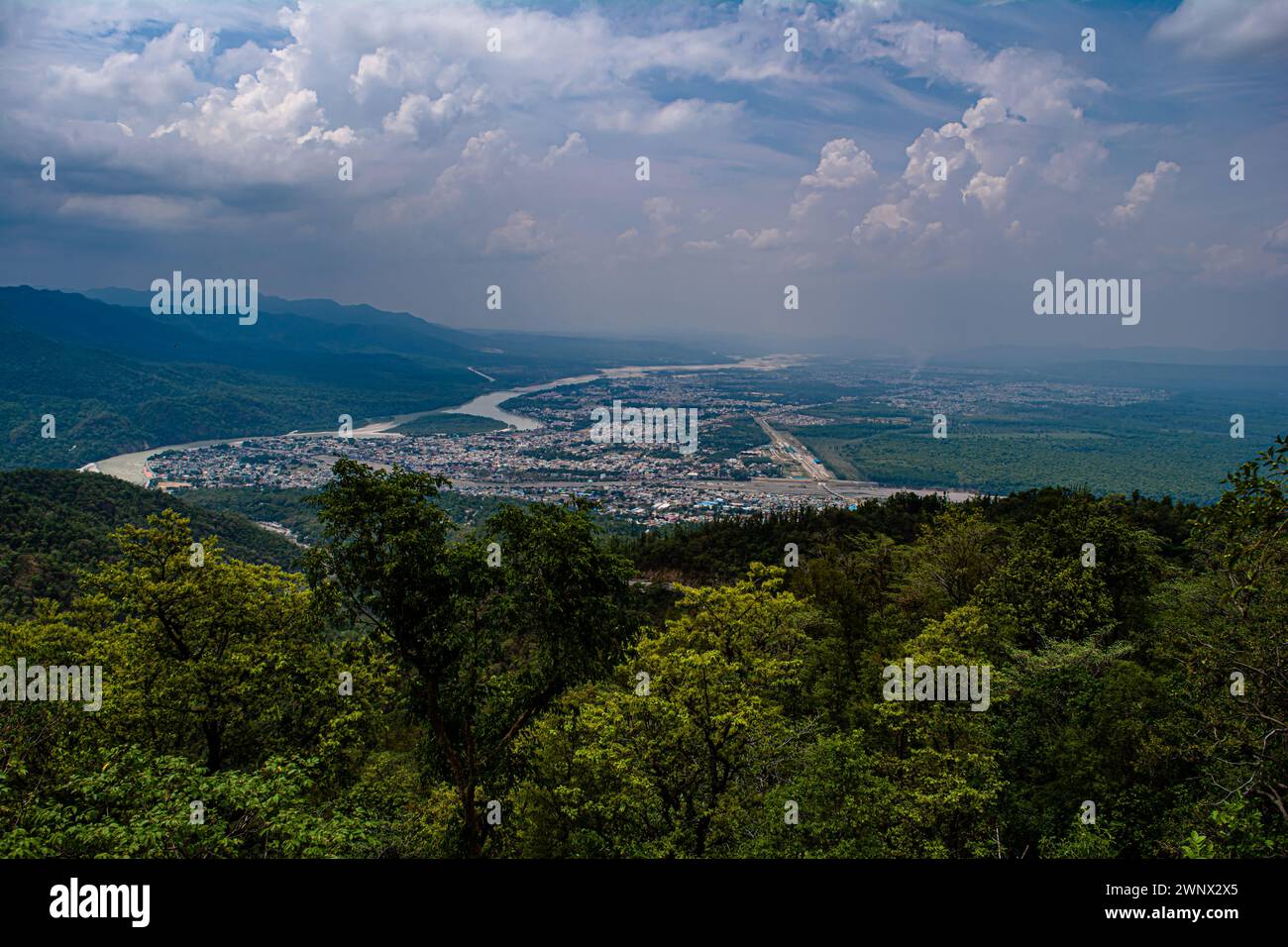 Rishikesh, Uttarakhand, India. Aerial view of beautiful city Rishikesh ...