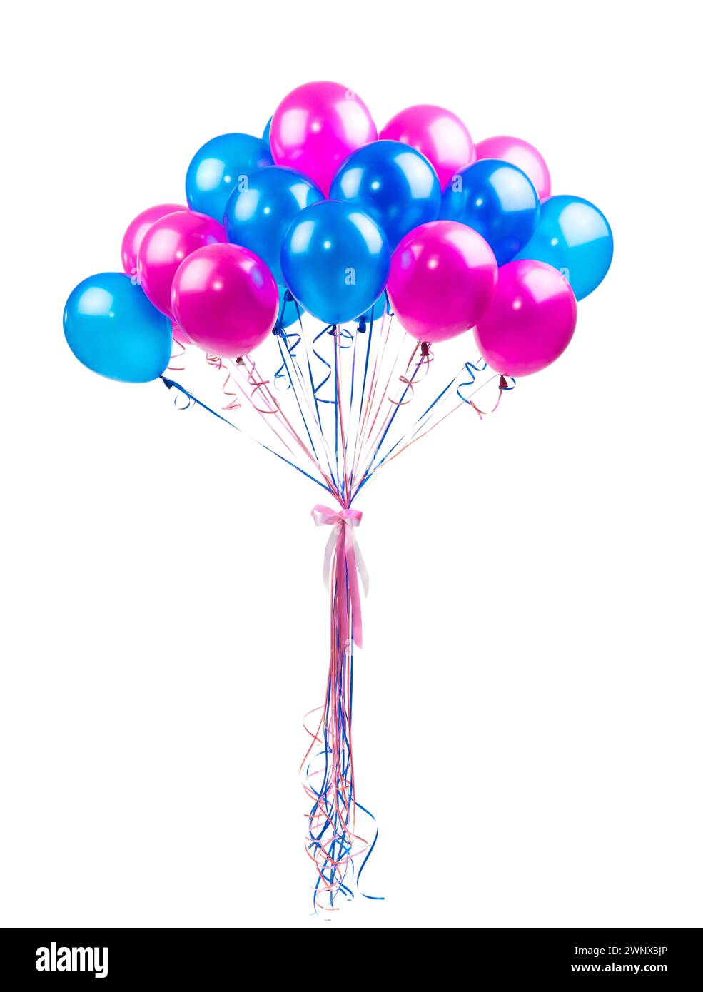 blue and pink balloons isolated on a white background Stock Photo - Alamy