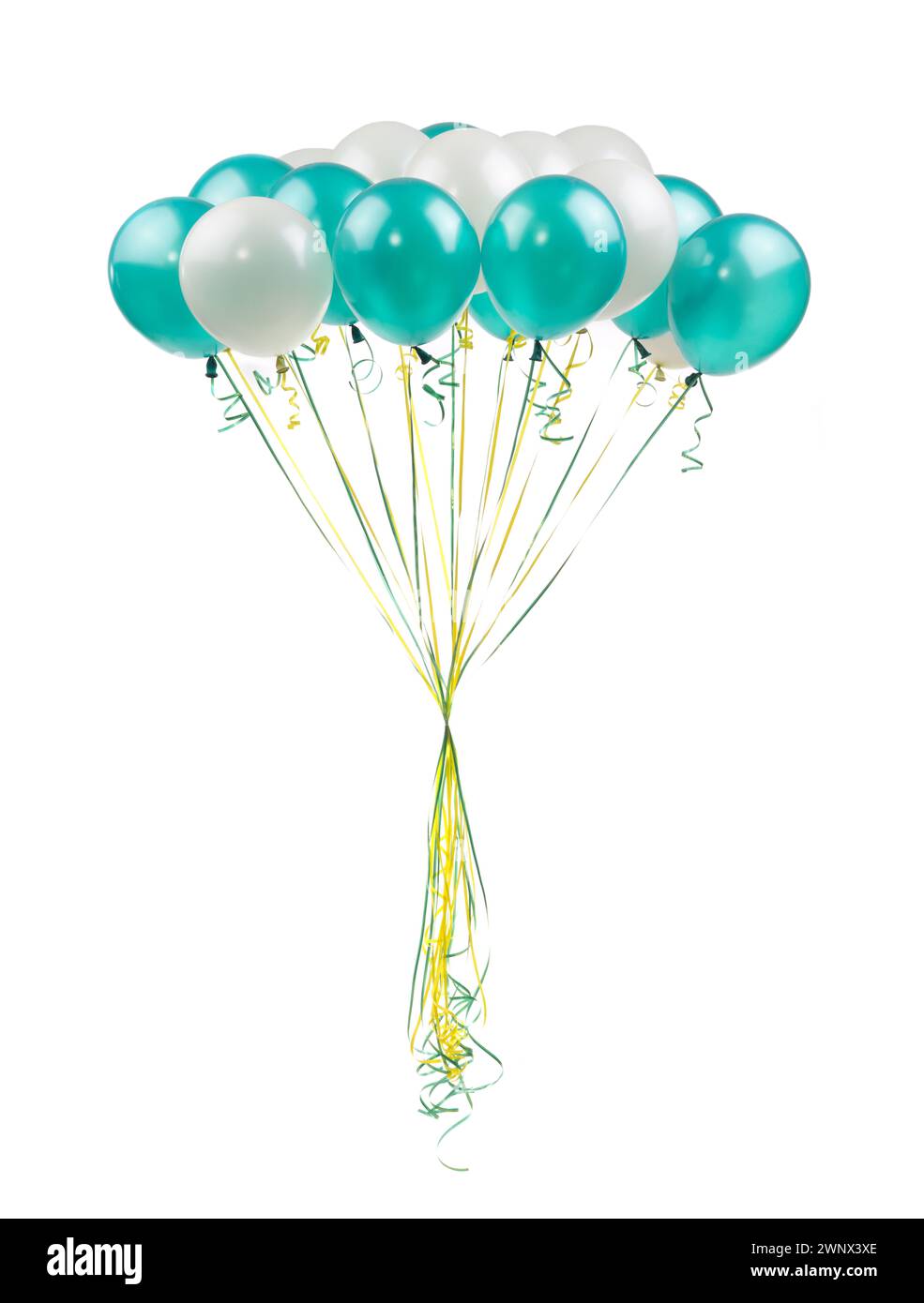 white and green balloons isolated on a white background Stock Photo - Alamy