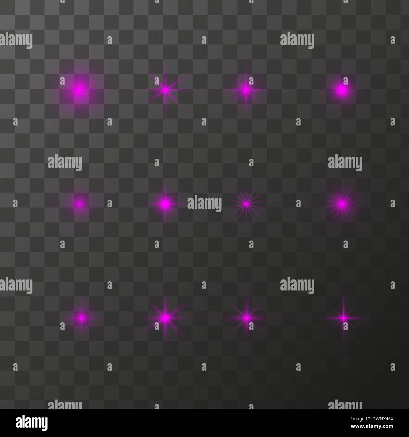 Light shining stars, glare light effects, Shiny illuminated elements on ...