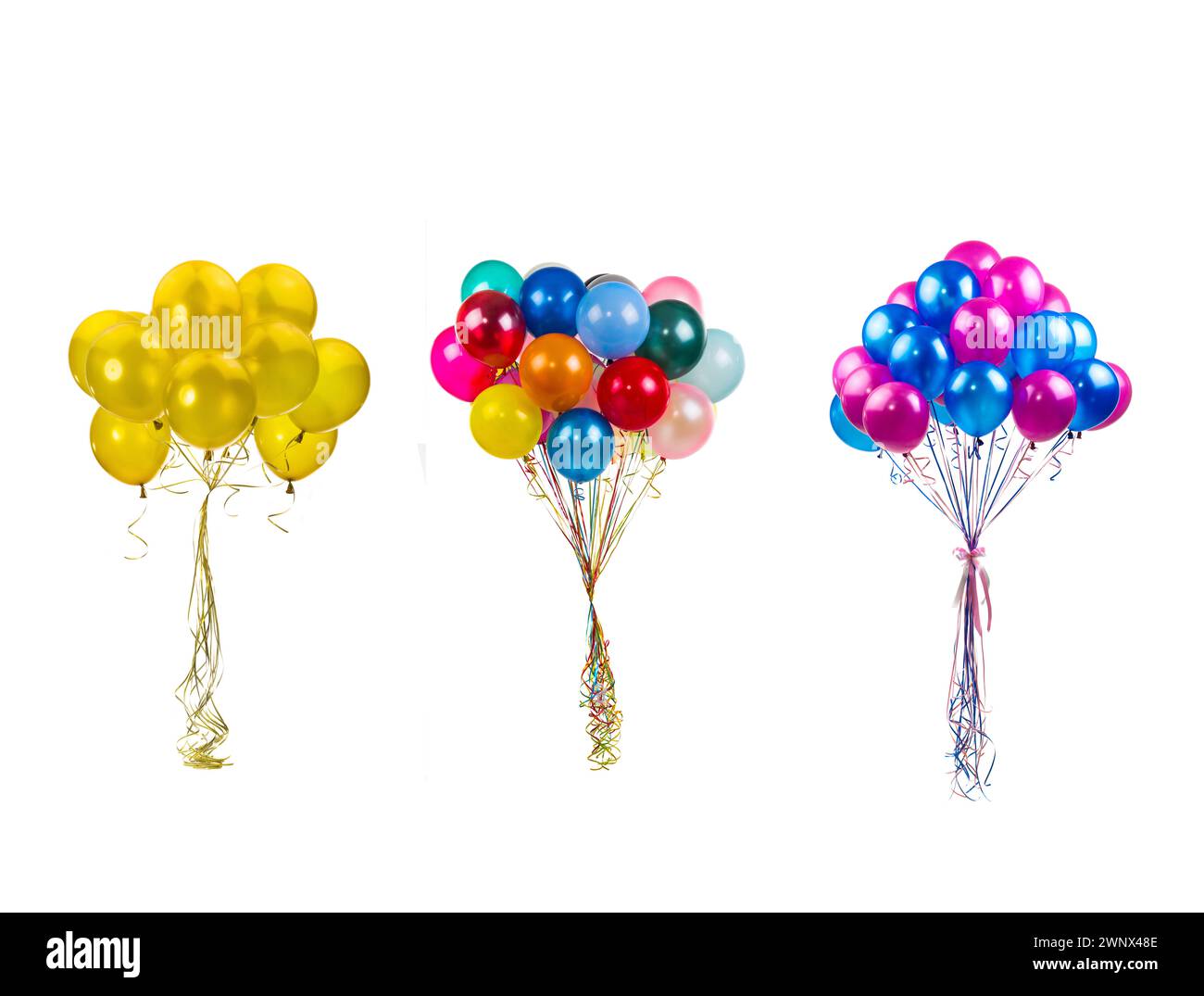 collage color balloons on a white background Stock Photo - Alamy