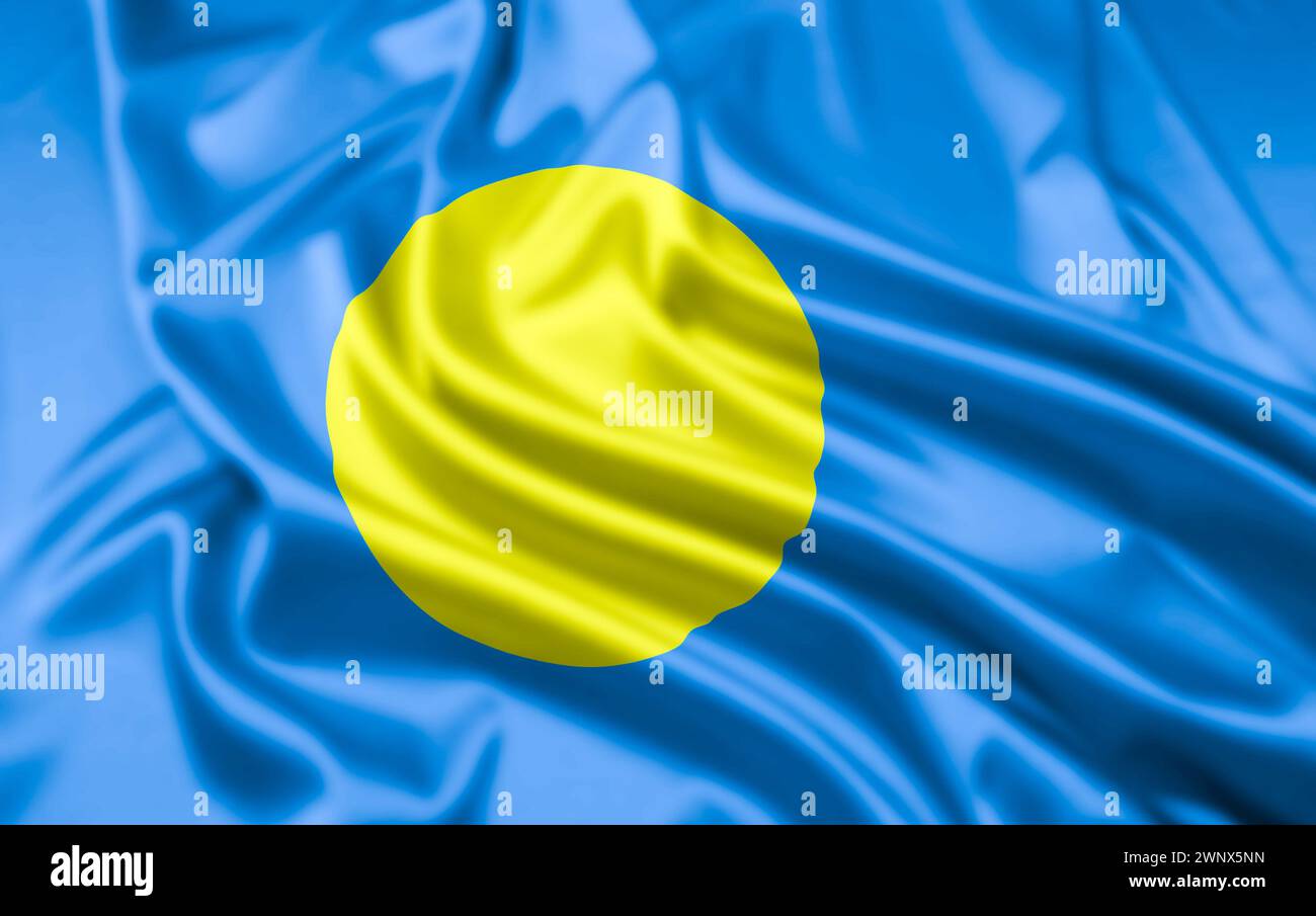 The Flag of The Repubic of Palau with a Ripple Effect Stock Photo - Alamy