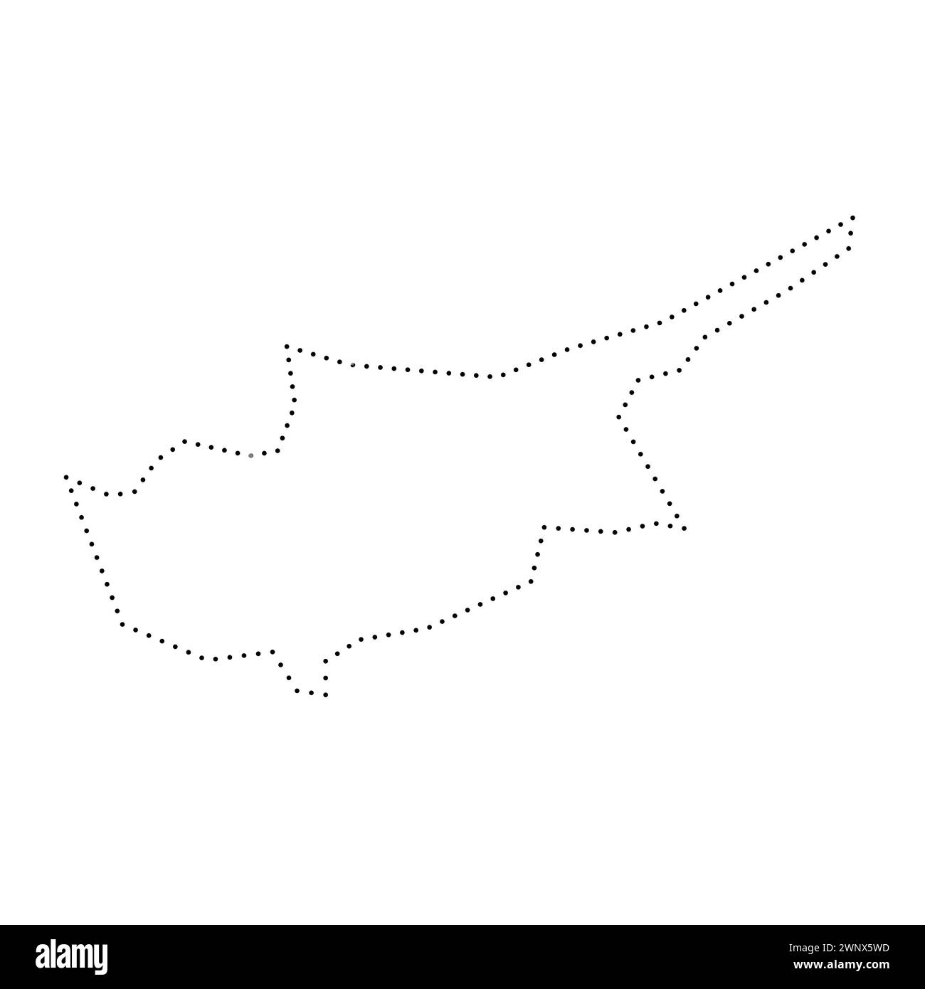 Cyprus country simplified map. Black dotted outline contour. Simple ...