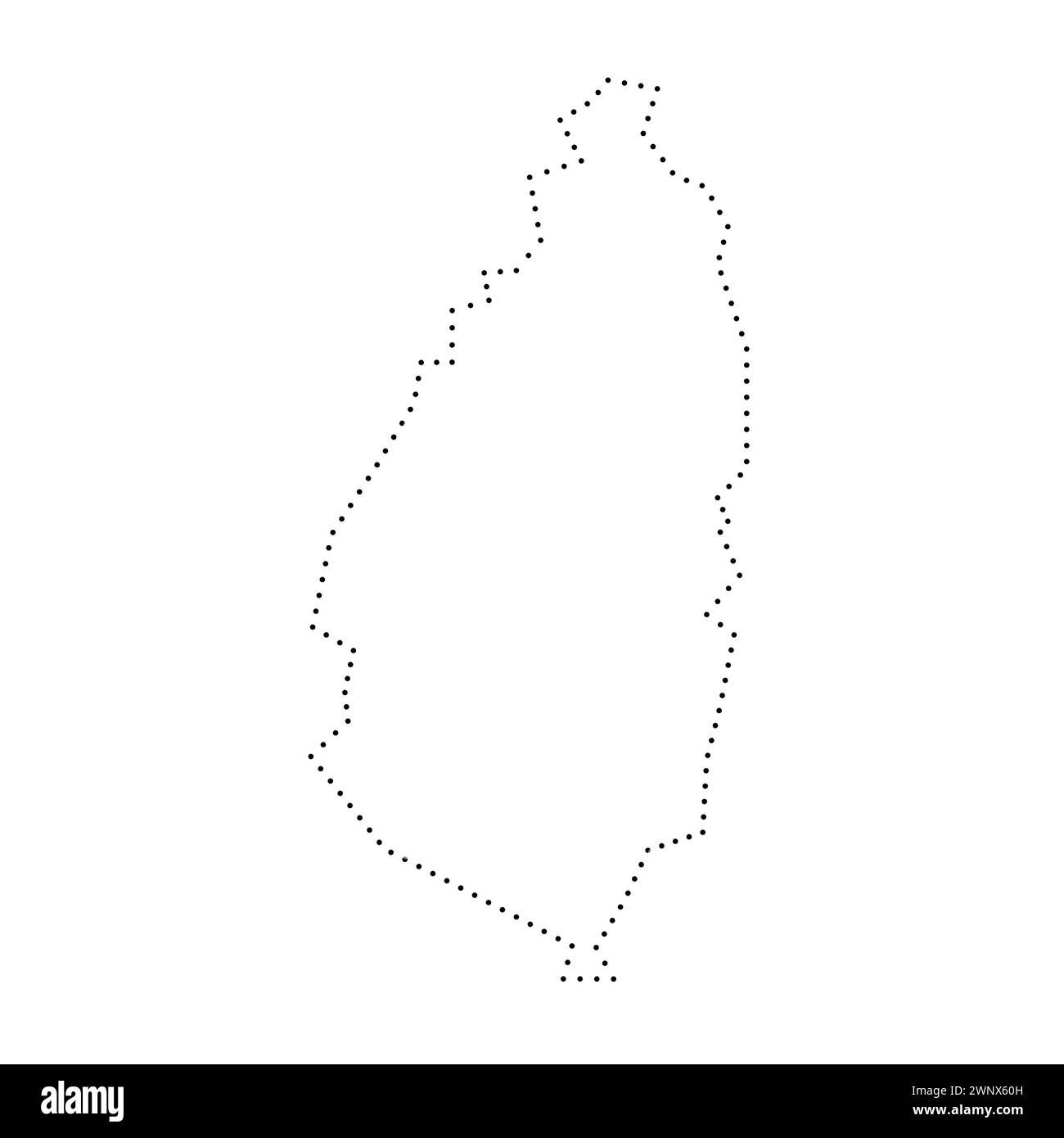 Saint Lucia country simplified map. Black dotted outline contour ...
