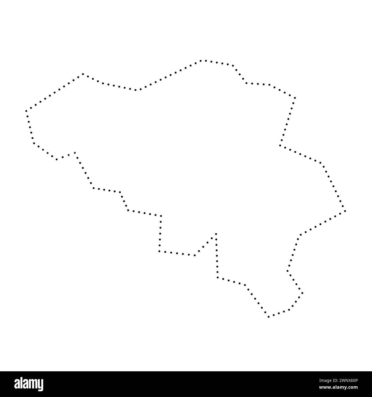 Belgium country simplified map. Black dotted outline contour. Simple ...