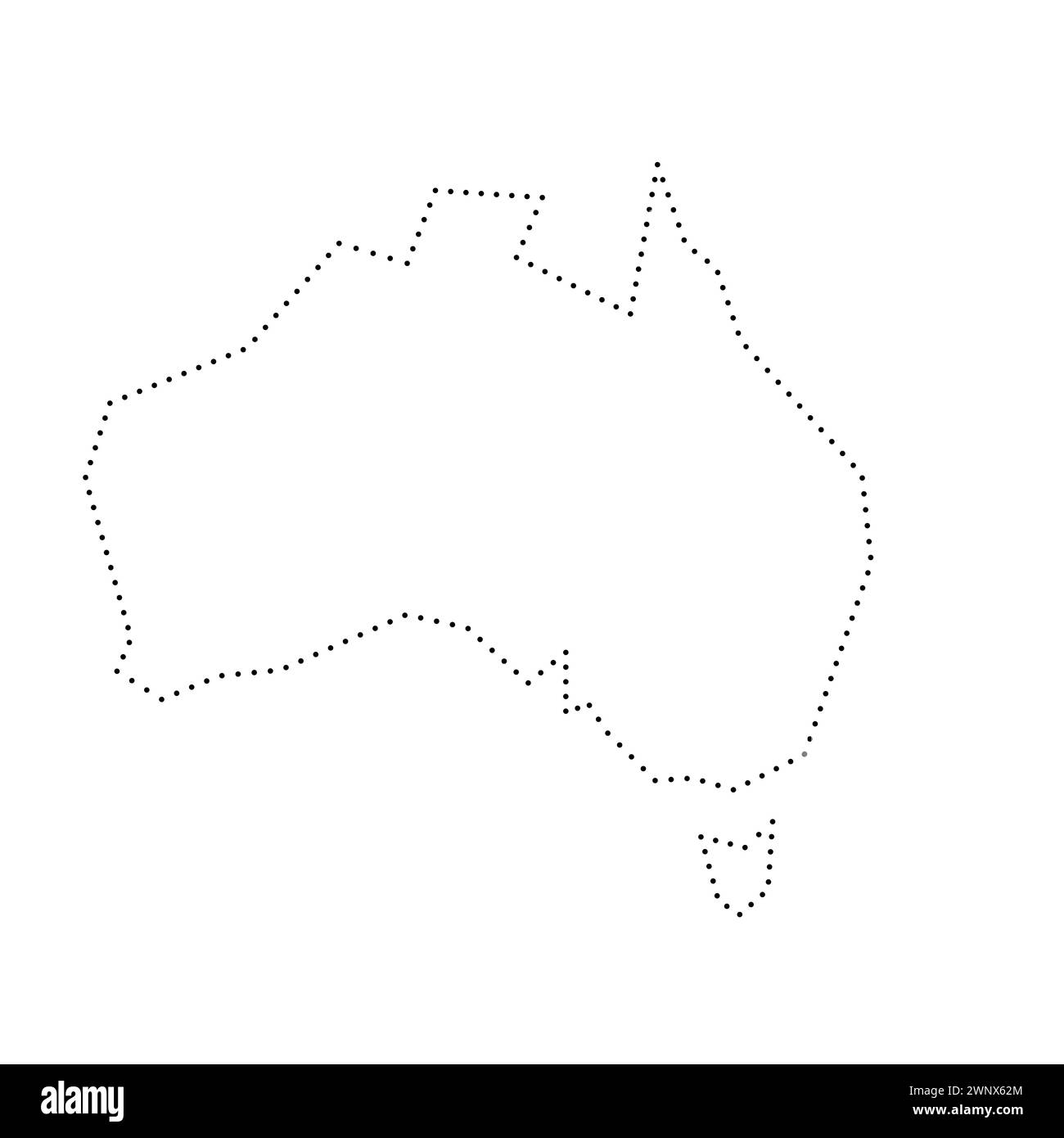 Australia country simplified map. Black dotted outline contour. Simple ...