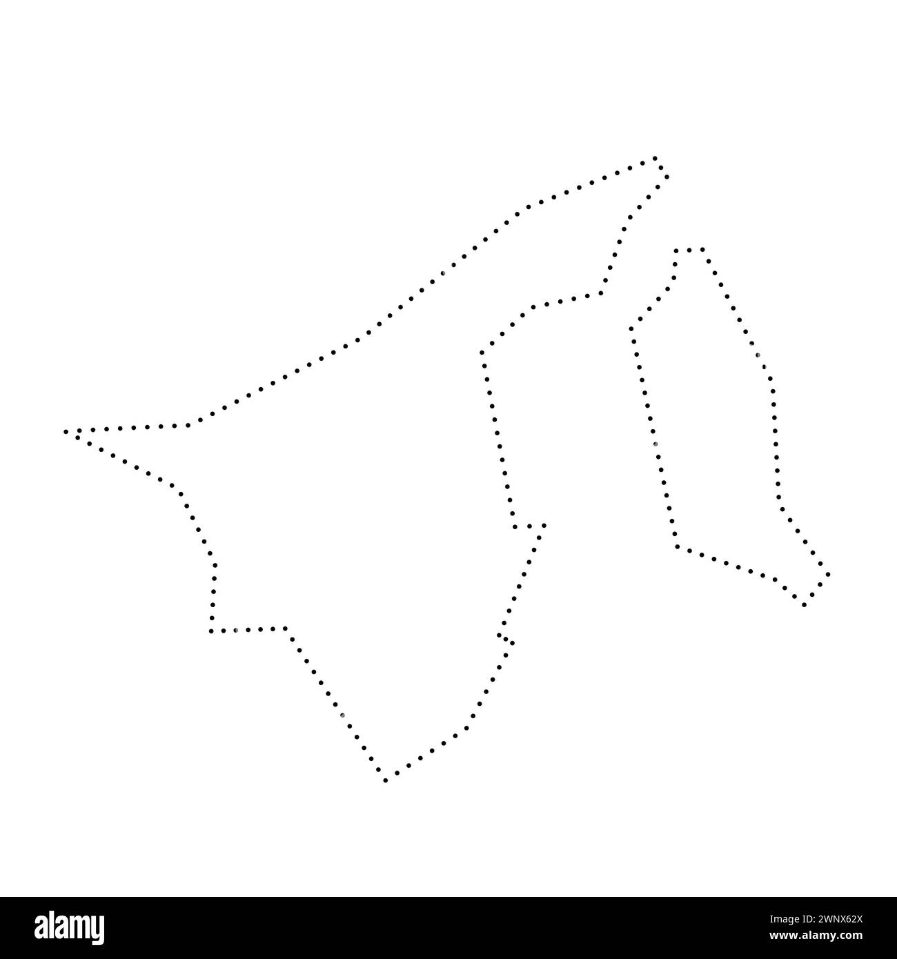 Brunei country simplified map. Black dotted outline contour. Simple ...