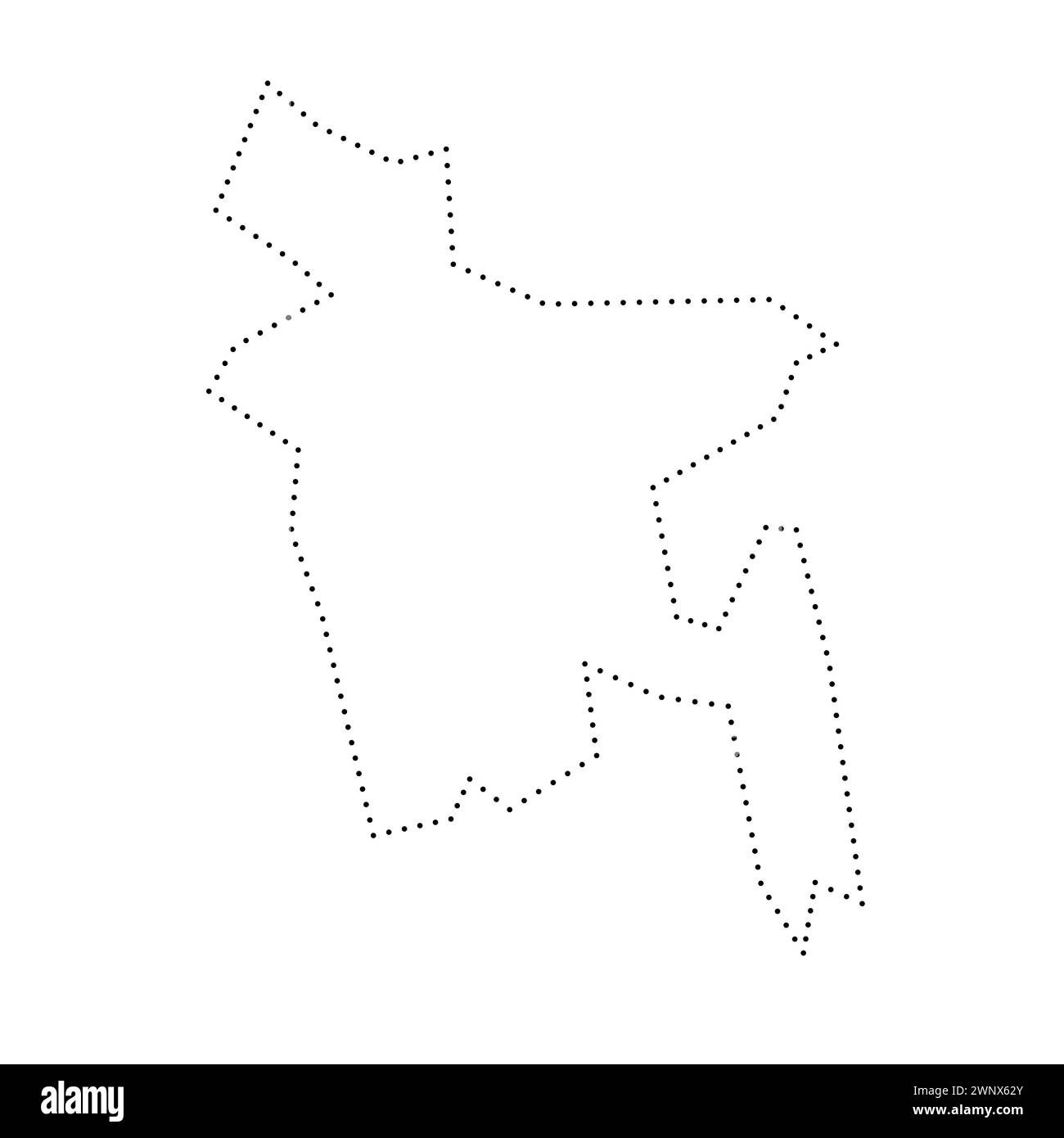 Bangladesh country simplified map. Black dotted outline contour. Simple ...
