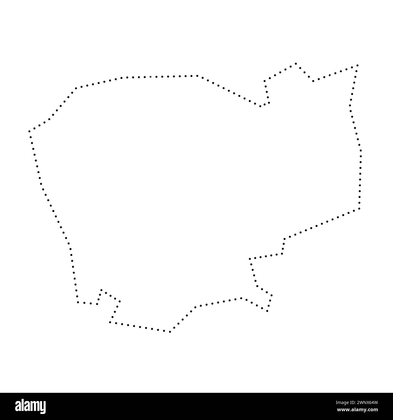Cambodia country simplified map. Black dotted outline contour. Simple ...