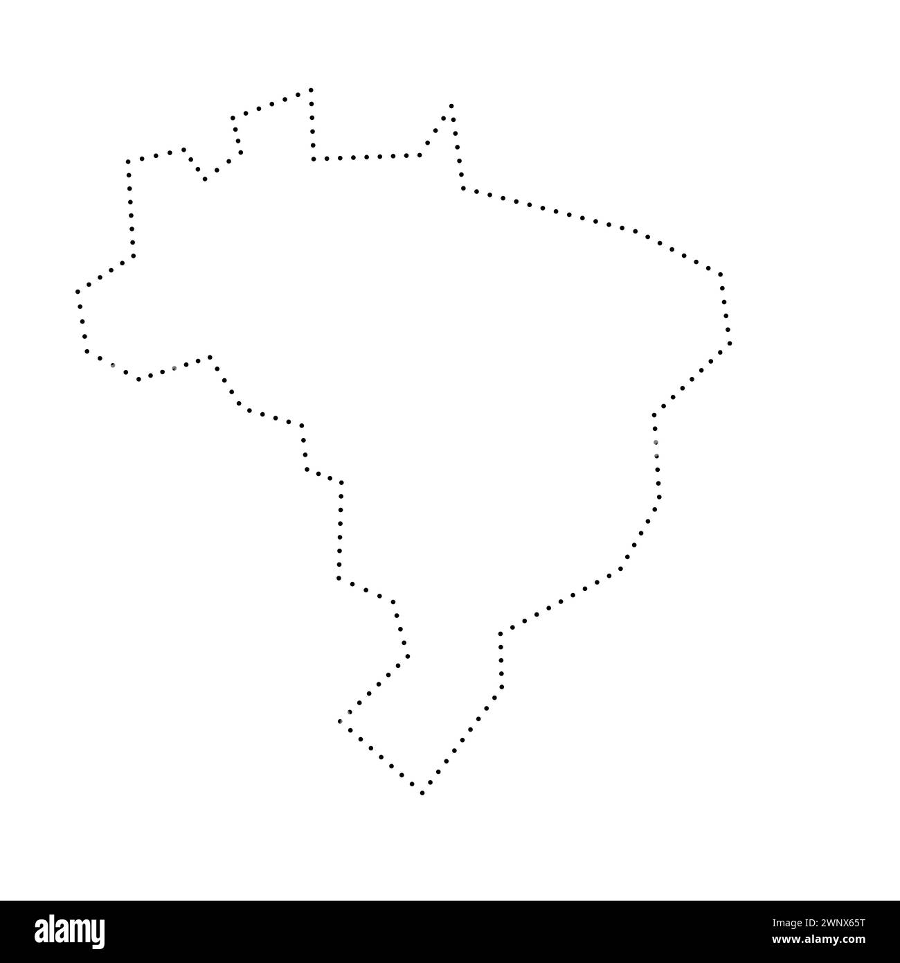 Brazil country simplified map. Black dotted outline contour. Simple ...