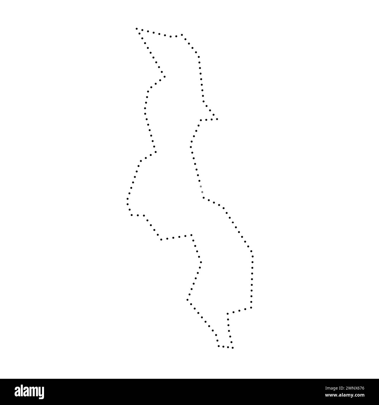 Malawi country simplified map. Black dotted outline contour. Simple ...