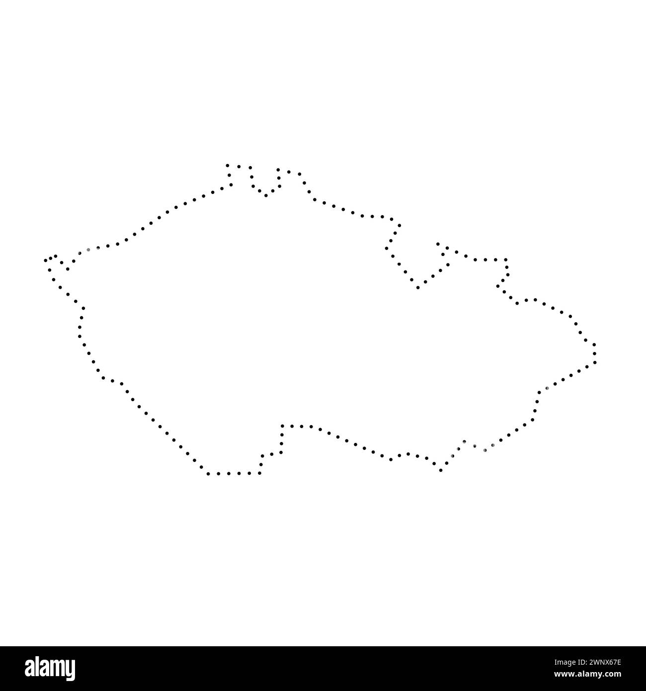 Czech Republic country simplified map. Black dotted outline contour ...
