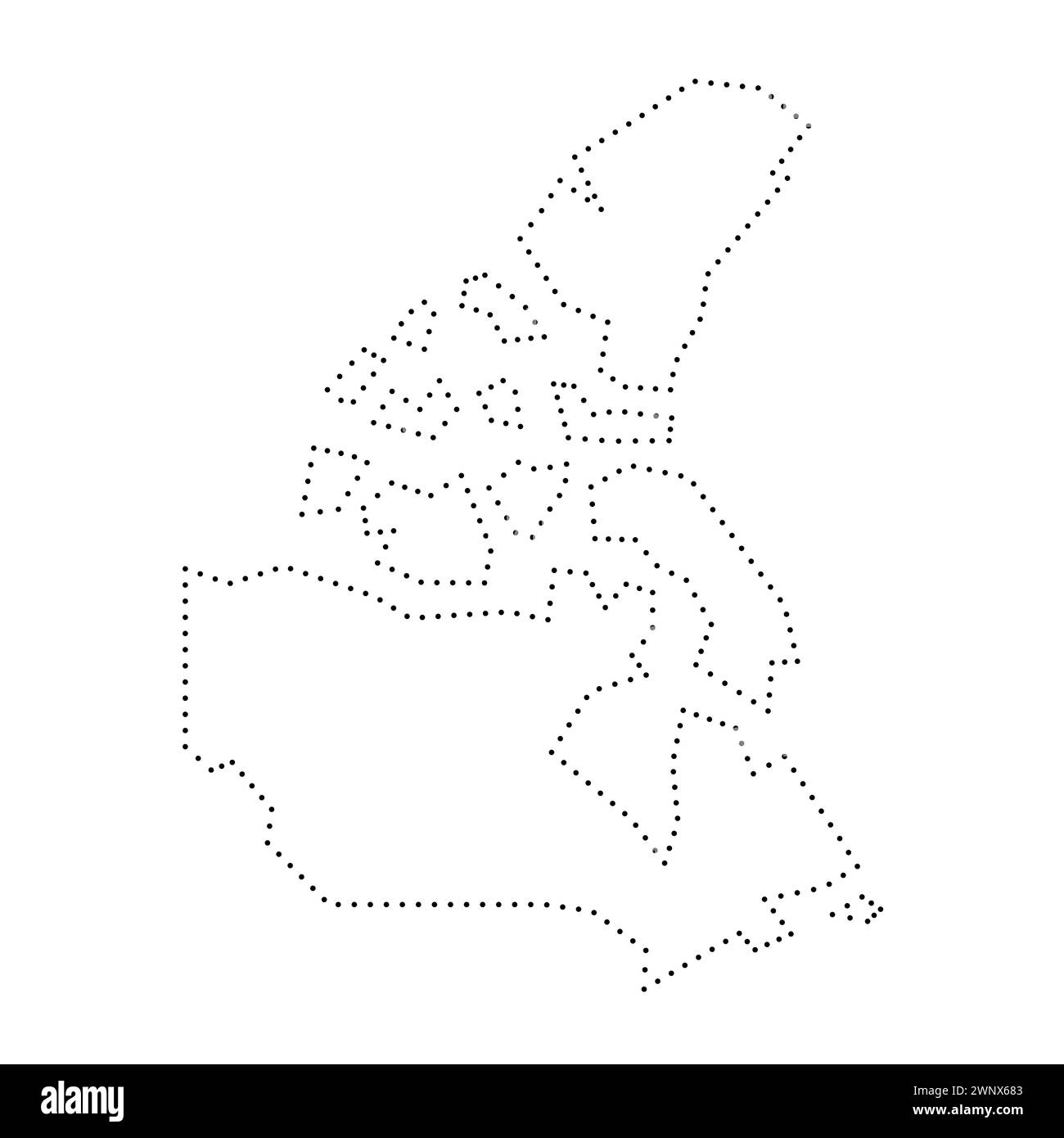 Canada country simplified map. Black dotted outline contour. Simple ...