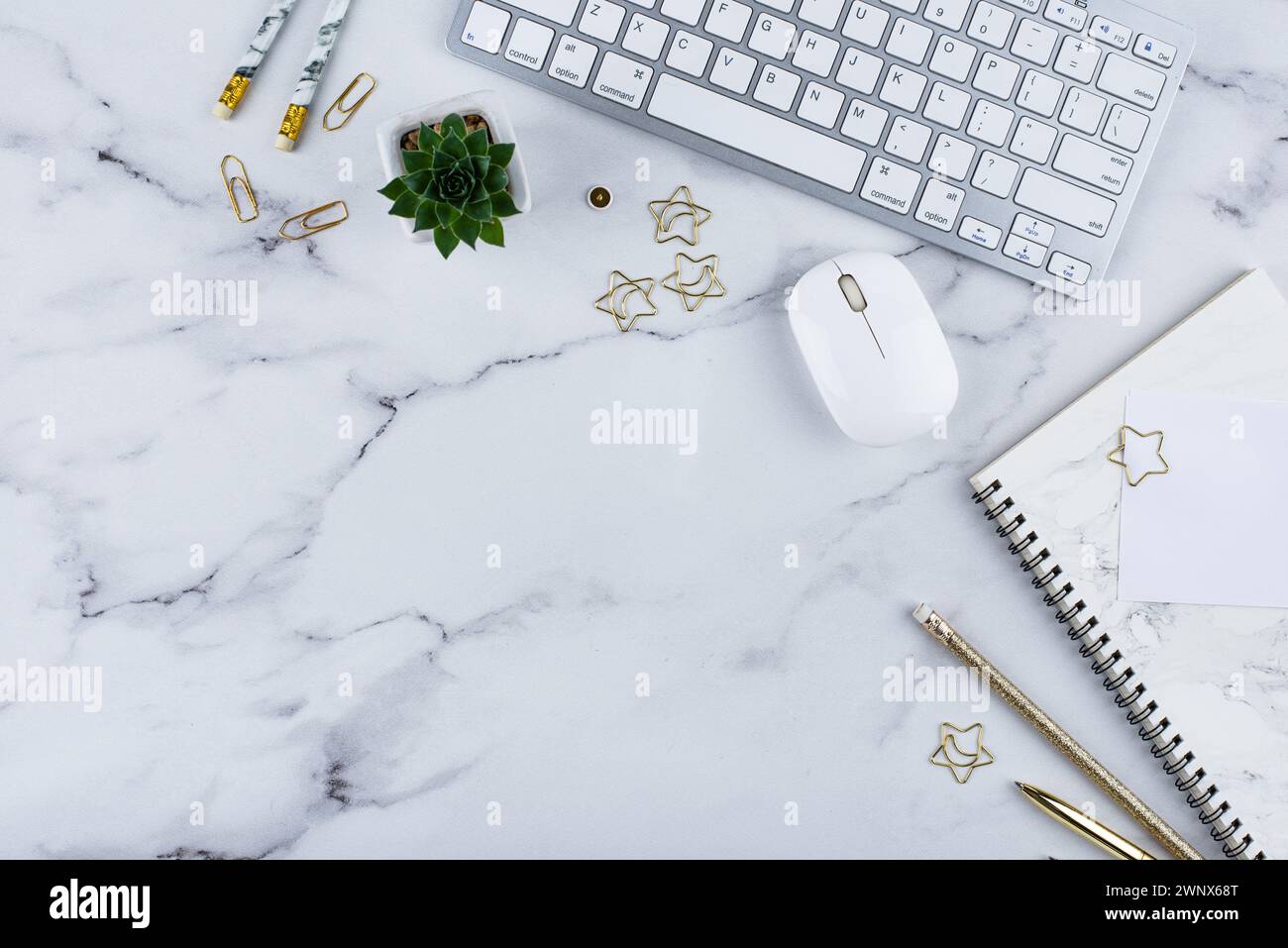 Top view work desk office workspace Stock Photo - Alamy