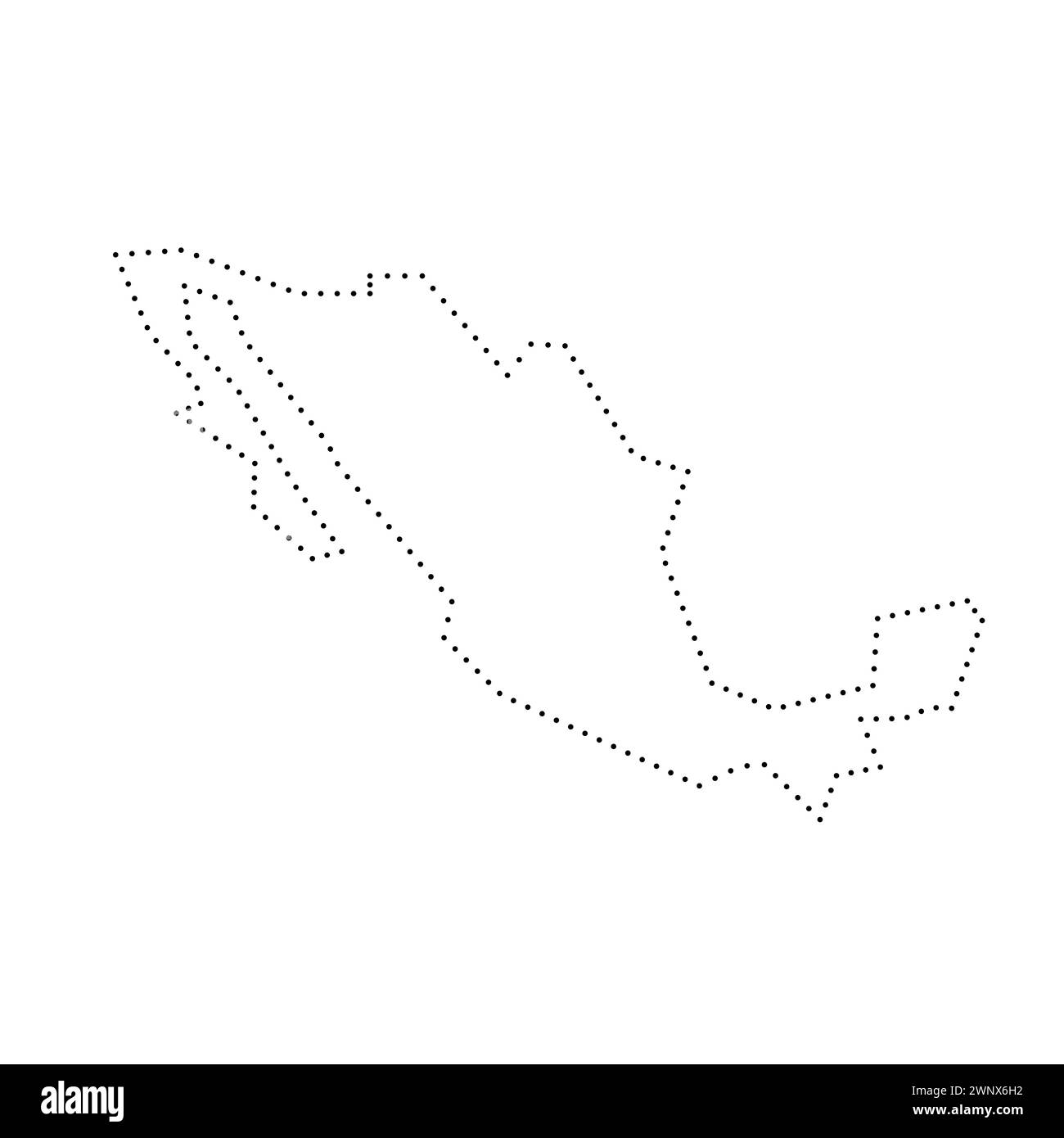 Mexico country simplified map. Black dotted outline contour. Simple ...