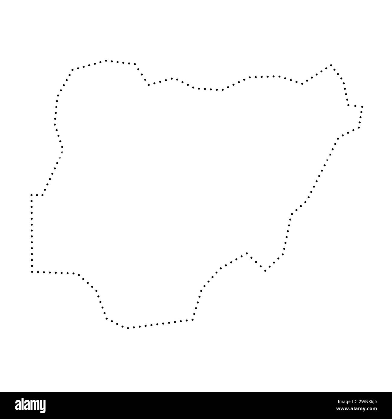 Nigeria Country Simplified Map Black Dotted Outline Contour Simple