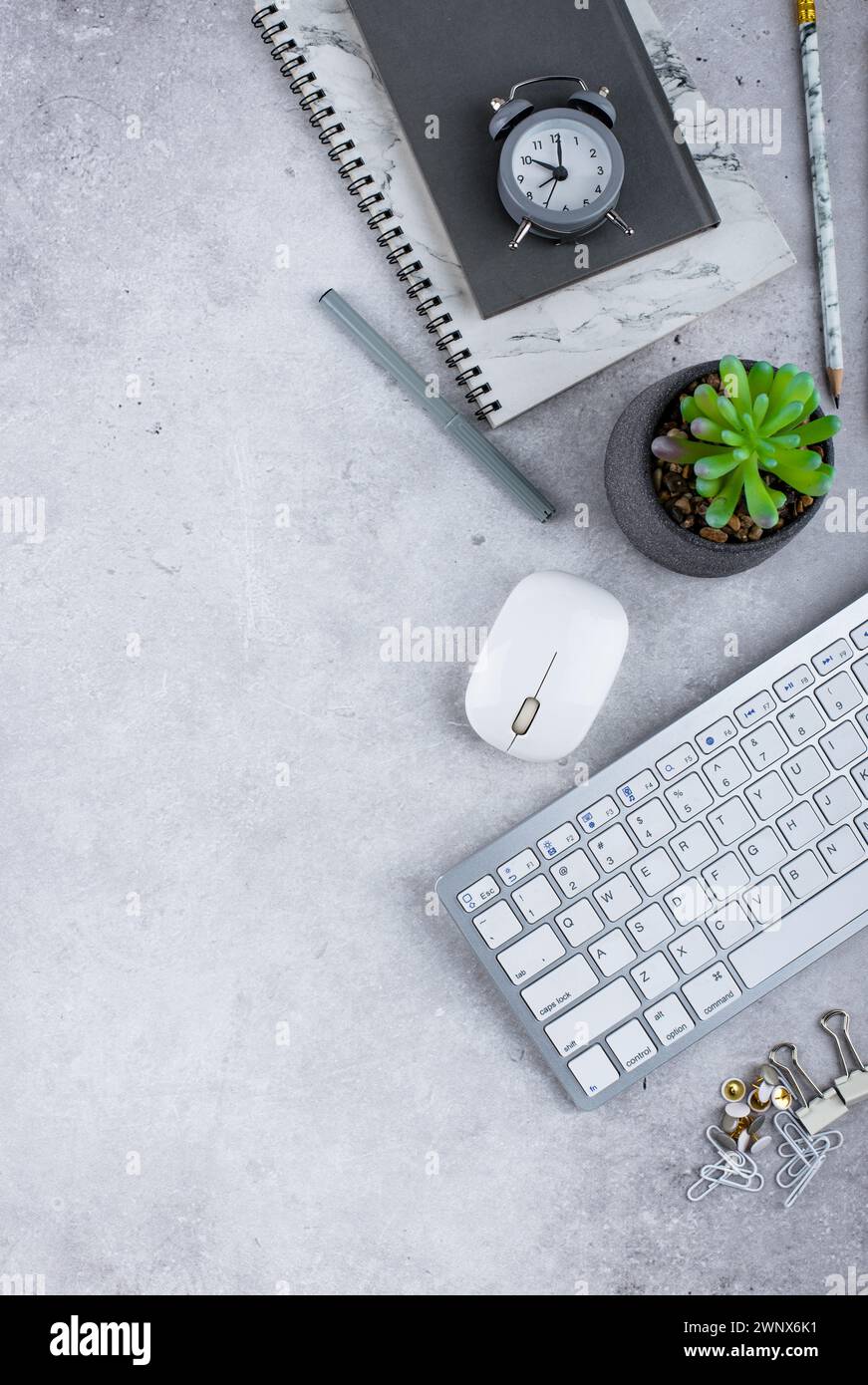 Top view work desk office workspace Stock Photo - Alamy