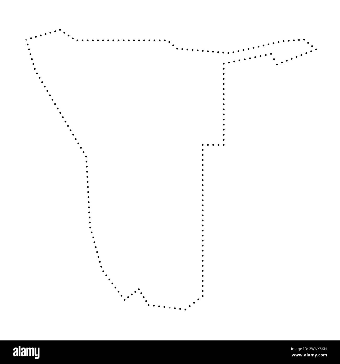 Namibia Country Simplified Map Black Dotted Outline Contour Simple