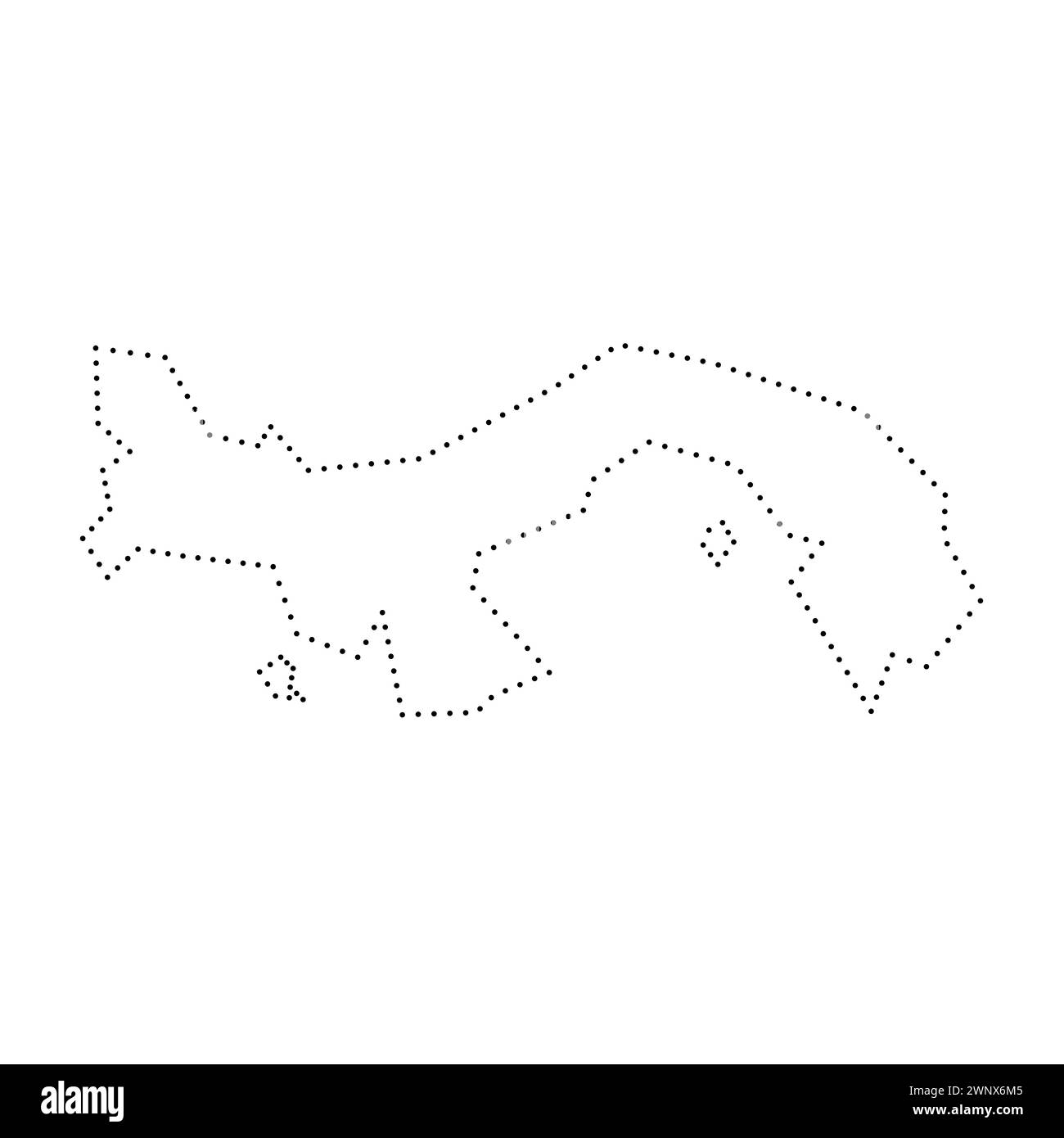 Panama country simplified map. Black dotted outline contour. Simple ...