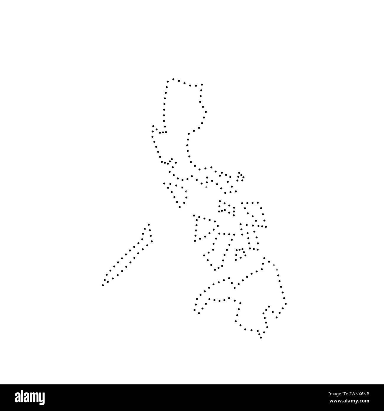 Philippines country simplified map. Black dotted outline contour ...