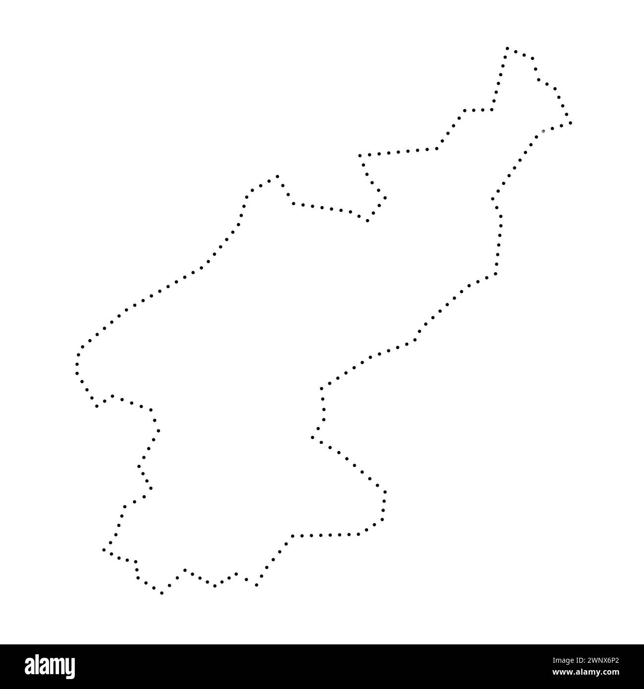 North Korea country simplified map. Black dotted outline contour ...