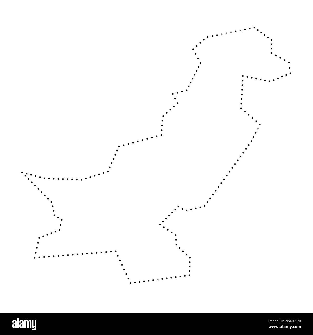 Pakistan country simplified map. Black dotted outline contour. Simple vector icon Stock Vector ...