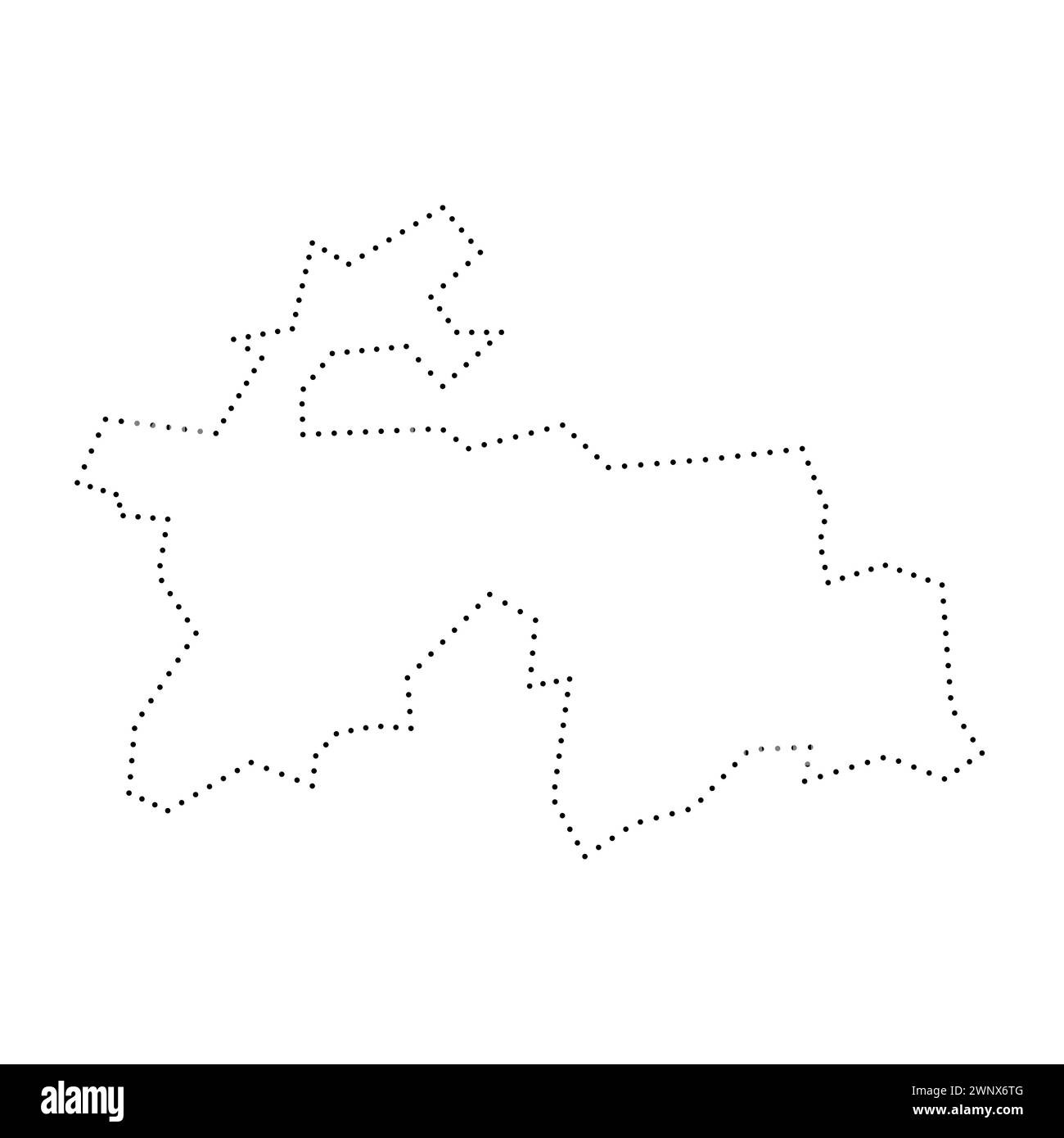 Tajikistan country simplified map. Black dotted outline contour. Simple ...