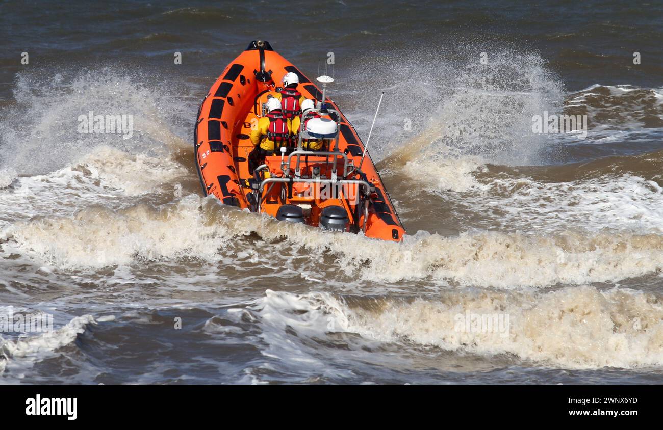 Blackpool RNLI lifeboat is launched into heavy seas Stock Photo - Alamy