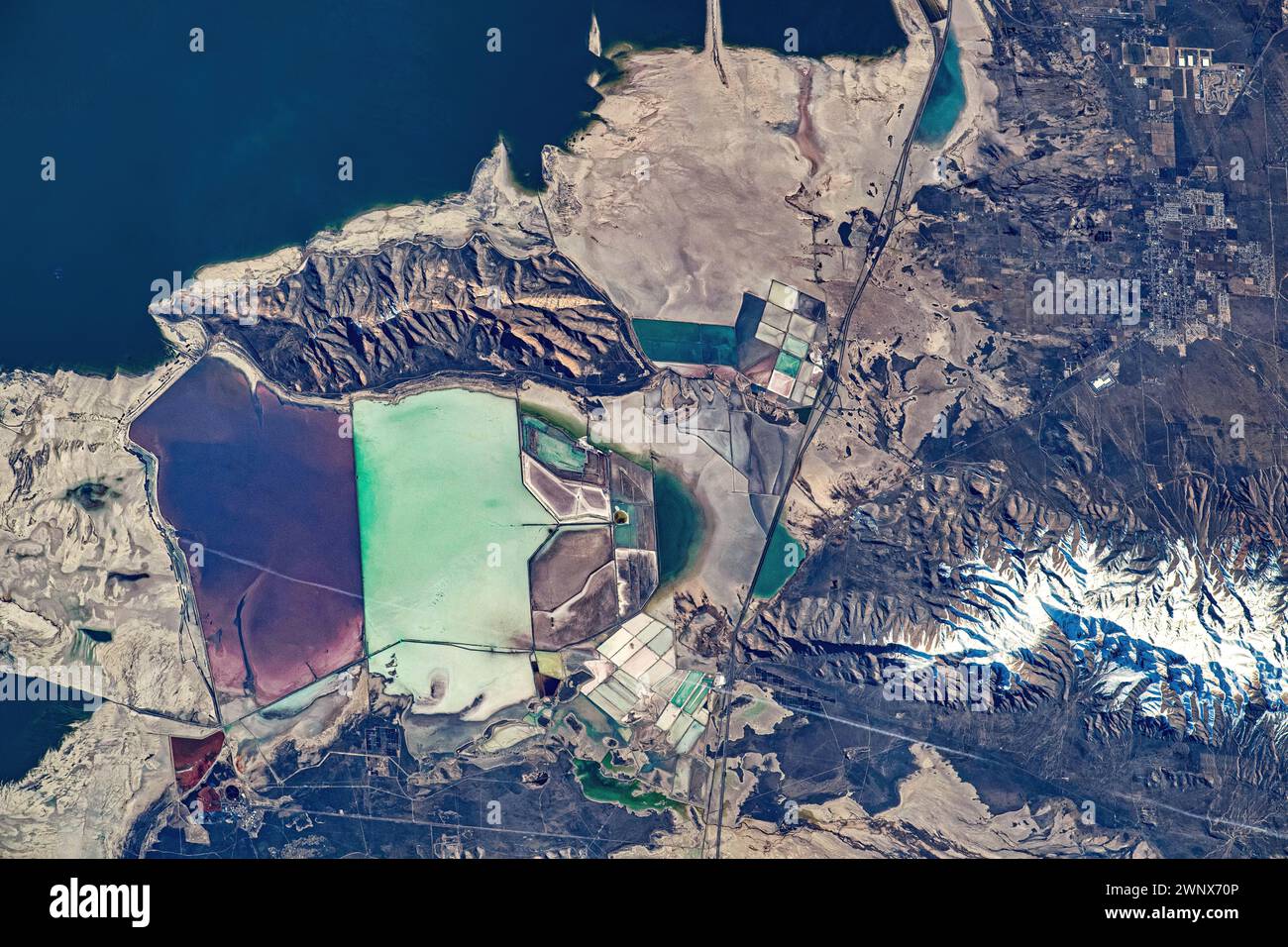 land feature and lake, border of Colorado, and New Mexico, USA. Digital ...