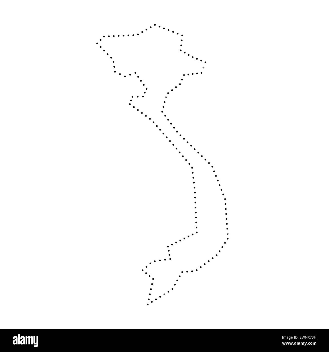 Vietnam country simplified map. Black dotted outline contour. Simple ...