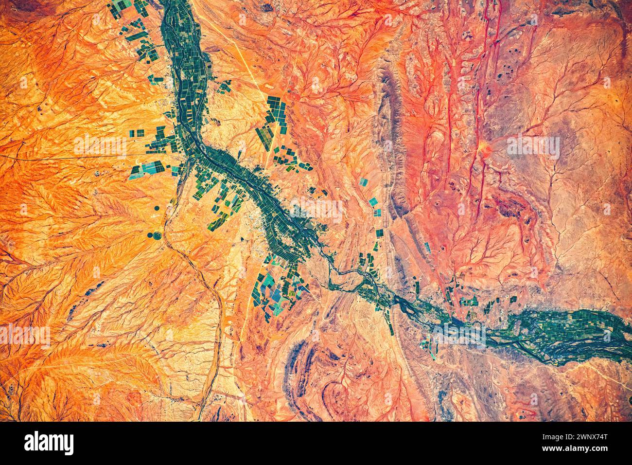 Land feature landscape, South Africa. Digital enhancement of an image ...