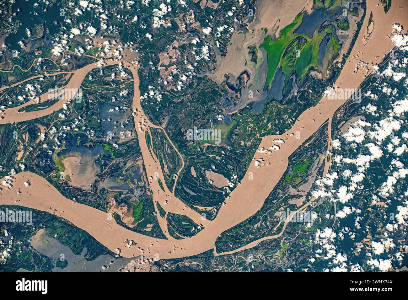 River land feature, Santarem, Brazil. Digital enhancement of an image ...