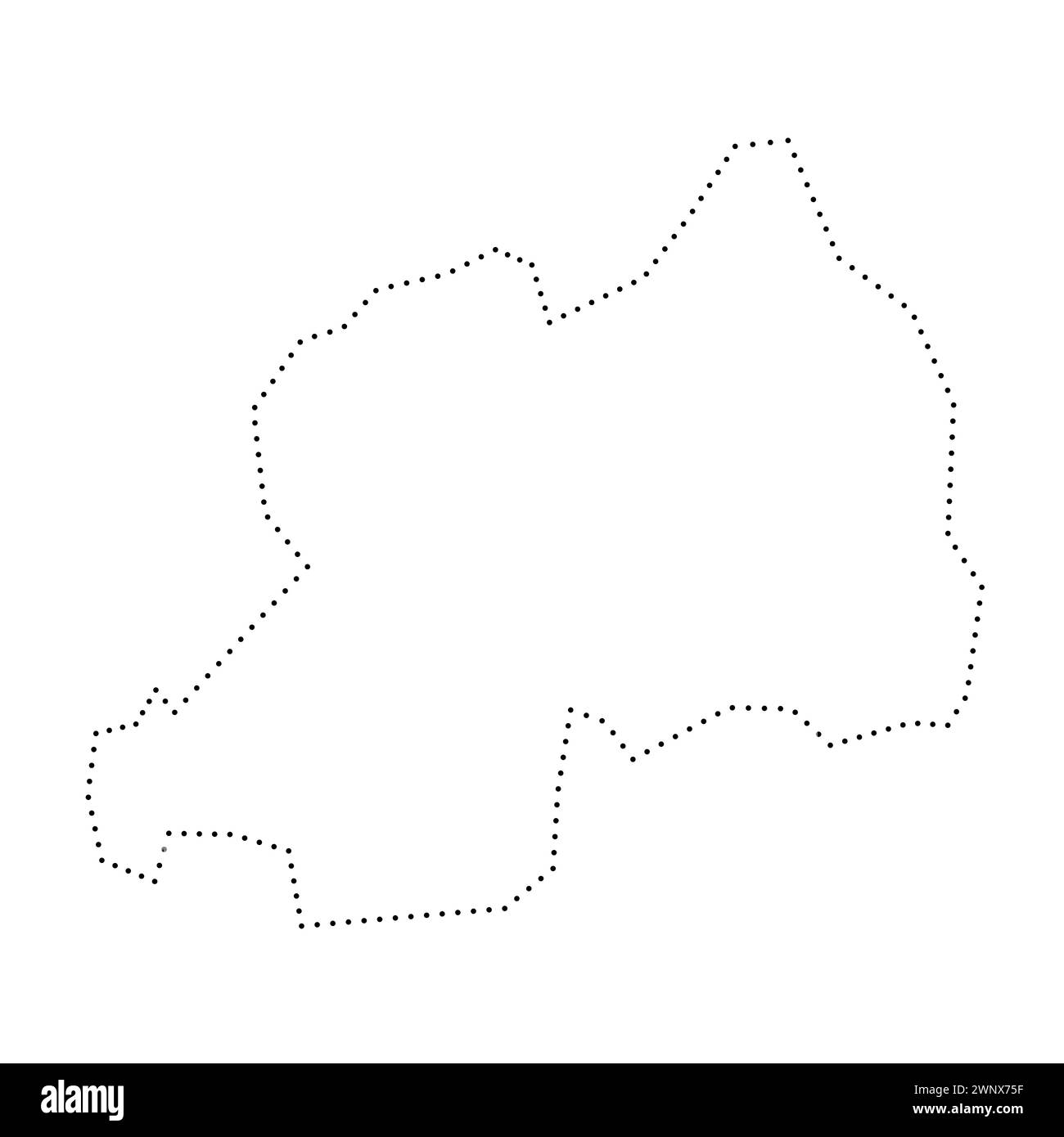 Rwanda Country Simplified Map Black Dotted Outline Contour Simple